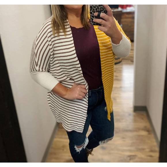 COZY CO. | Sweaters | New Cozy Co Striped Cardigan In Mustard | Poshmark